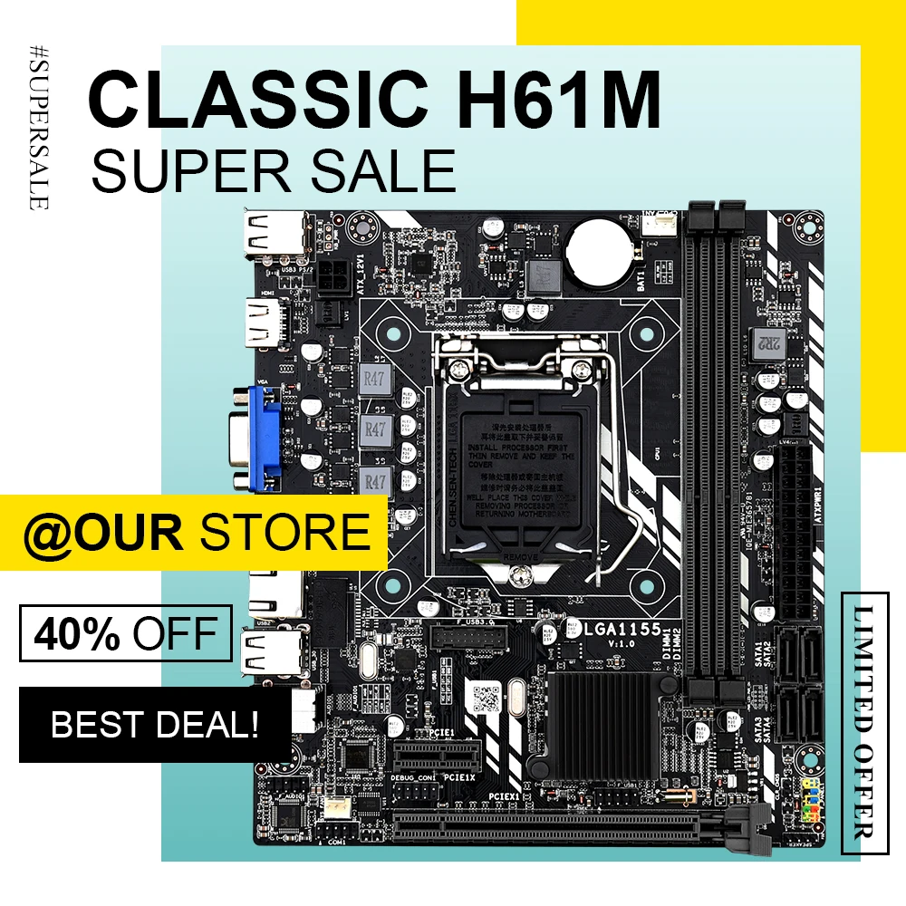 Купить Компьютерные компоненты | DAIXU H61M Motherboard H61 Intel ...