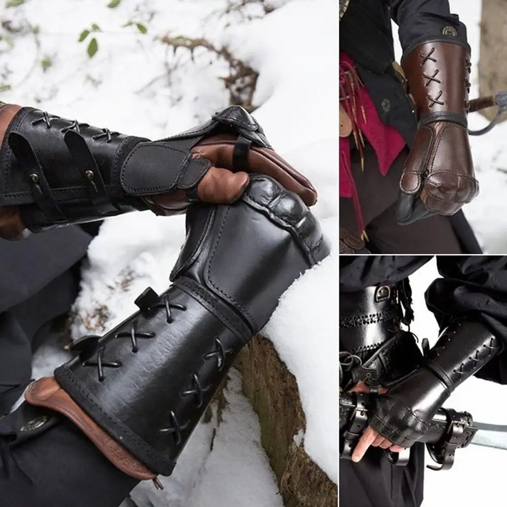 Купить Скачки | Medieval Samurai Leather Armor Bracer Long Gloves Men ...