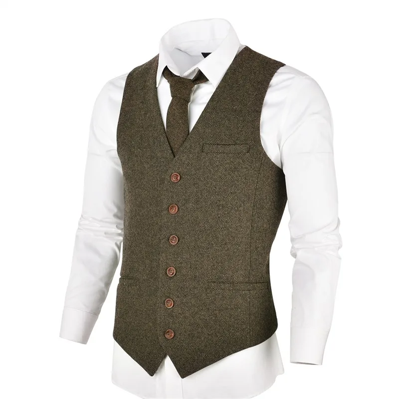 Купить Костюмы и блейзеры Voboom Wool Tweed Mens Waistcoat Single