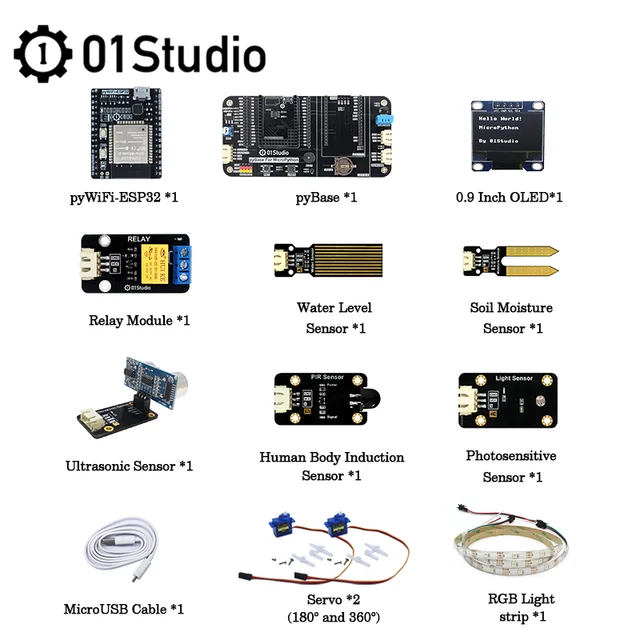 Купить Демонстрационная доска и аксессуары | 01Studio pyWiFi- ESP32 Development Demo Embedded ...