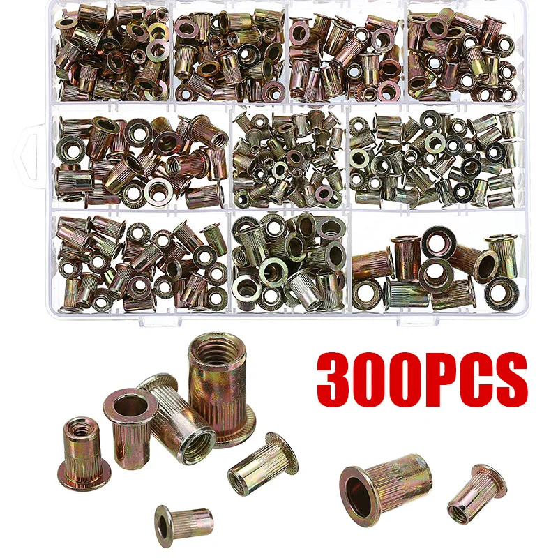 Купить Крапольные пистолеты | 300pcs Zinc Steel Rivet Nut Kit Rivnut ...