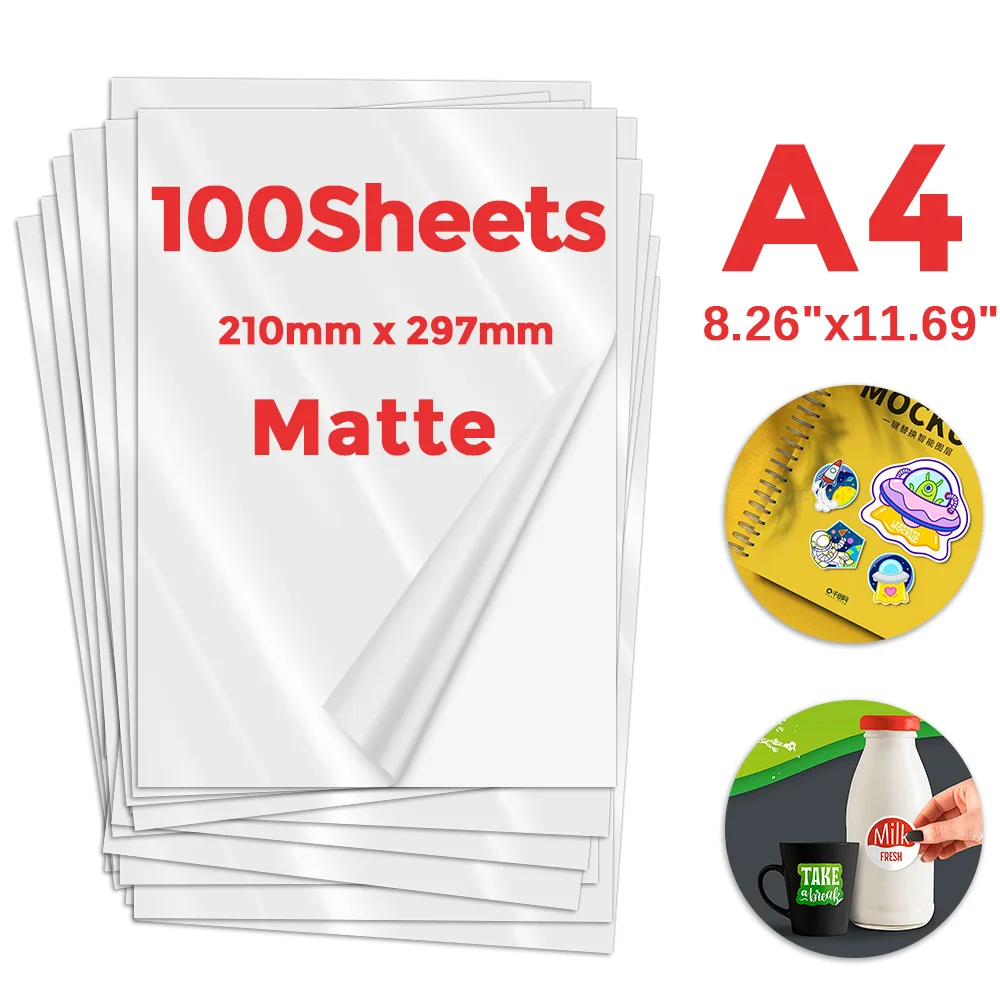 Купить Бумага | A4 Paper Sheets Printable Vinyl Sticker Paper Matte Glossy Adhesive Label ...
