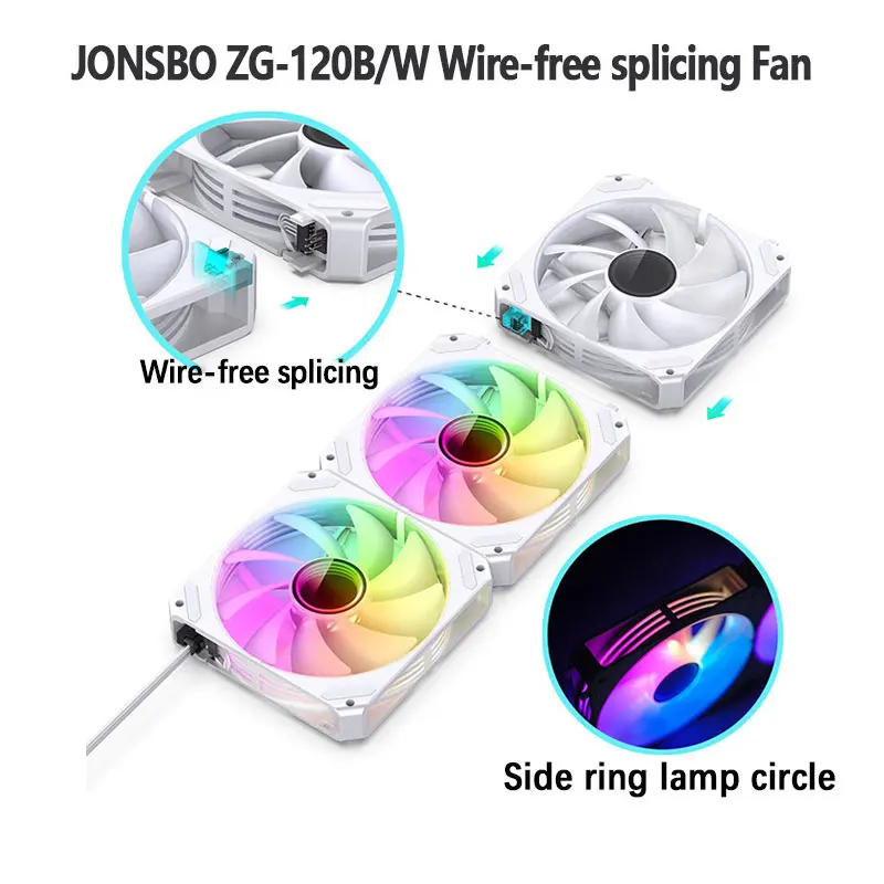 Купить Алиэкспресс | JONSBO ZG-120B/W Wire-free splicing Fan 12CM ARGB 4pin PWM temperature ...