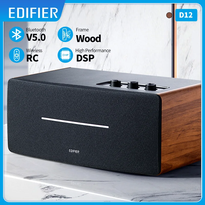 Купить Колонки | EDIFIER D12 Speaker Bluetooth 5.0 Wooden enclosure support AUX Line in input ...