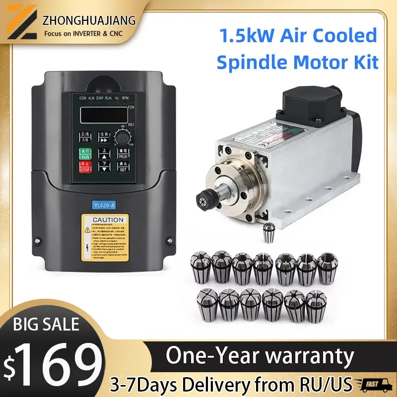 Купить Станки и аксессуары | CNC Spindle Motor Kit 1.5kW Air Cooling Set 1500W Air-cooled ...