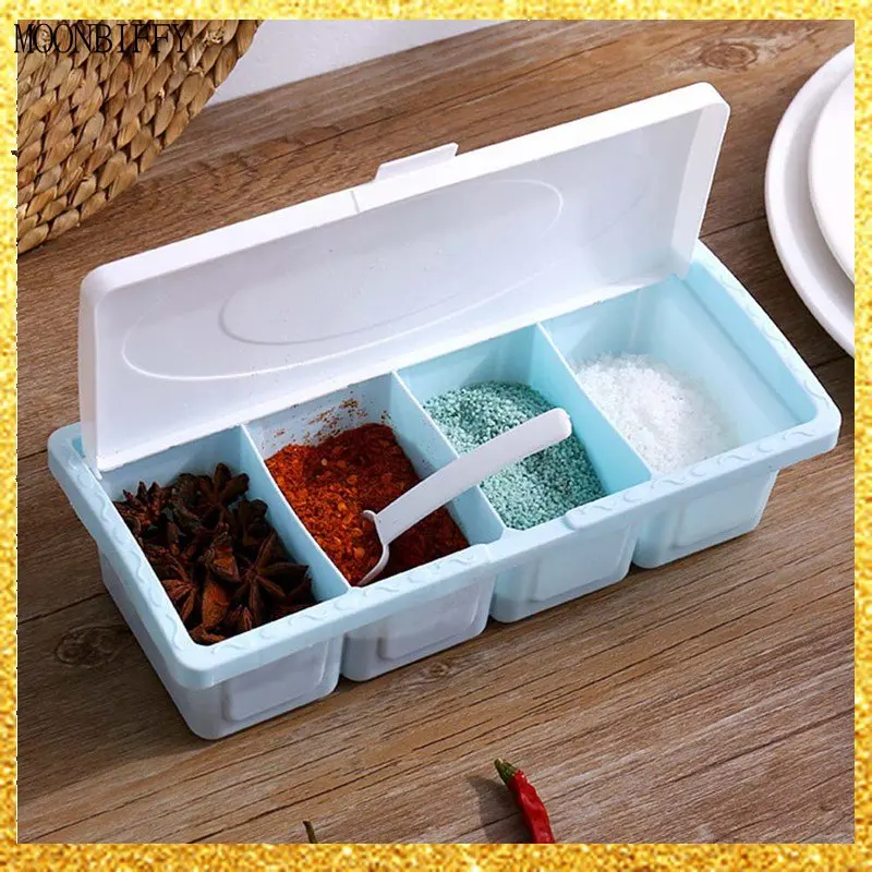 Купить Алиэкспресс | 4 Grids Seasoning Box Condiment Storage Container ...