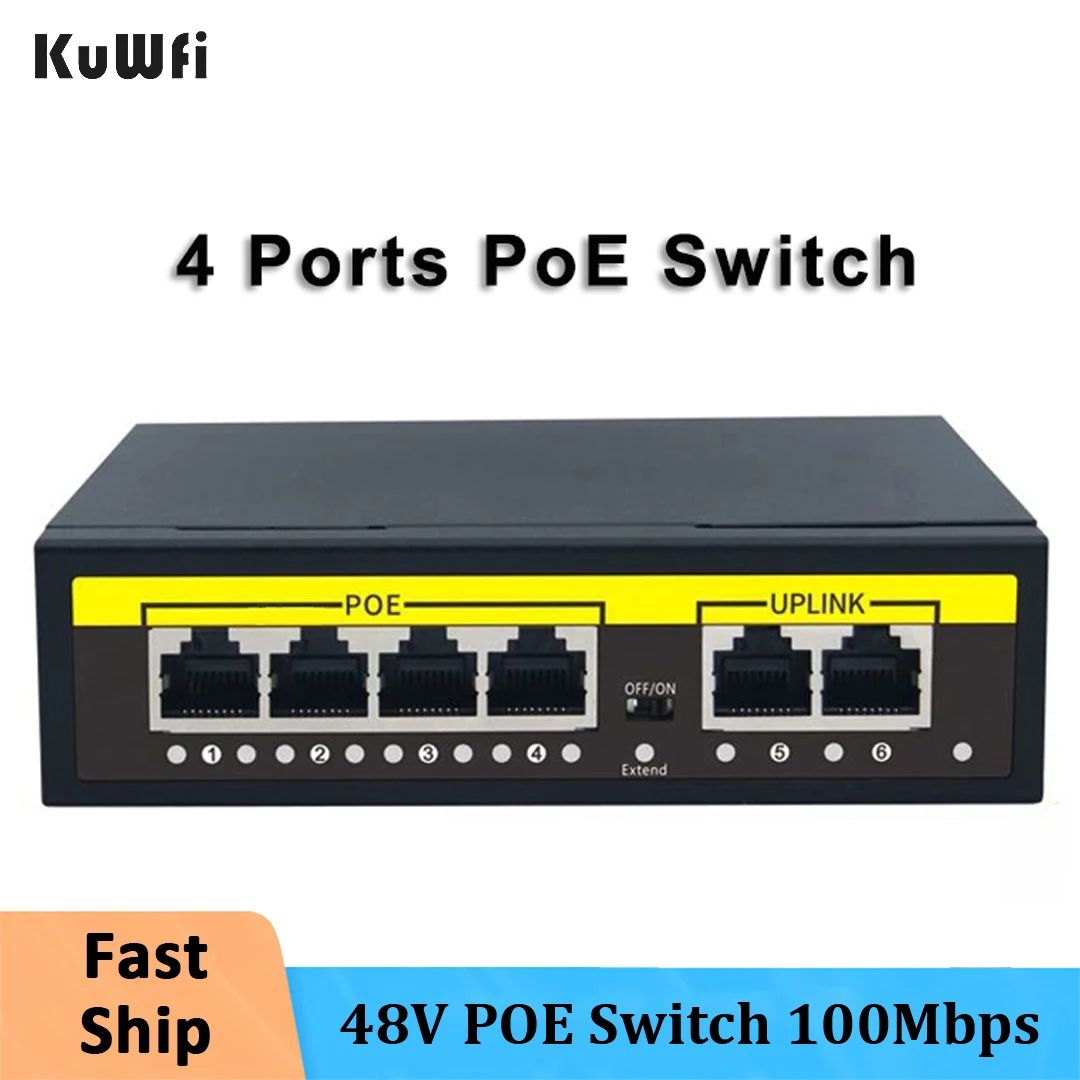 Купить Сети | KuWFi 48V POE Switch 100Mbps Switch Ethernet With 4Port ...