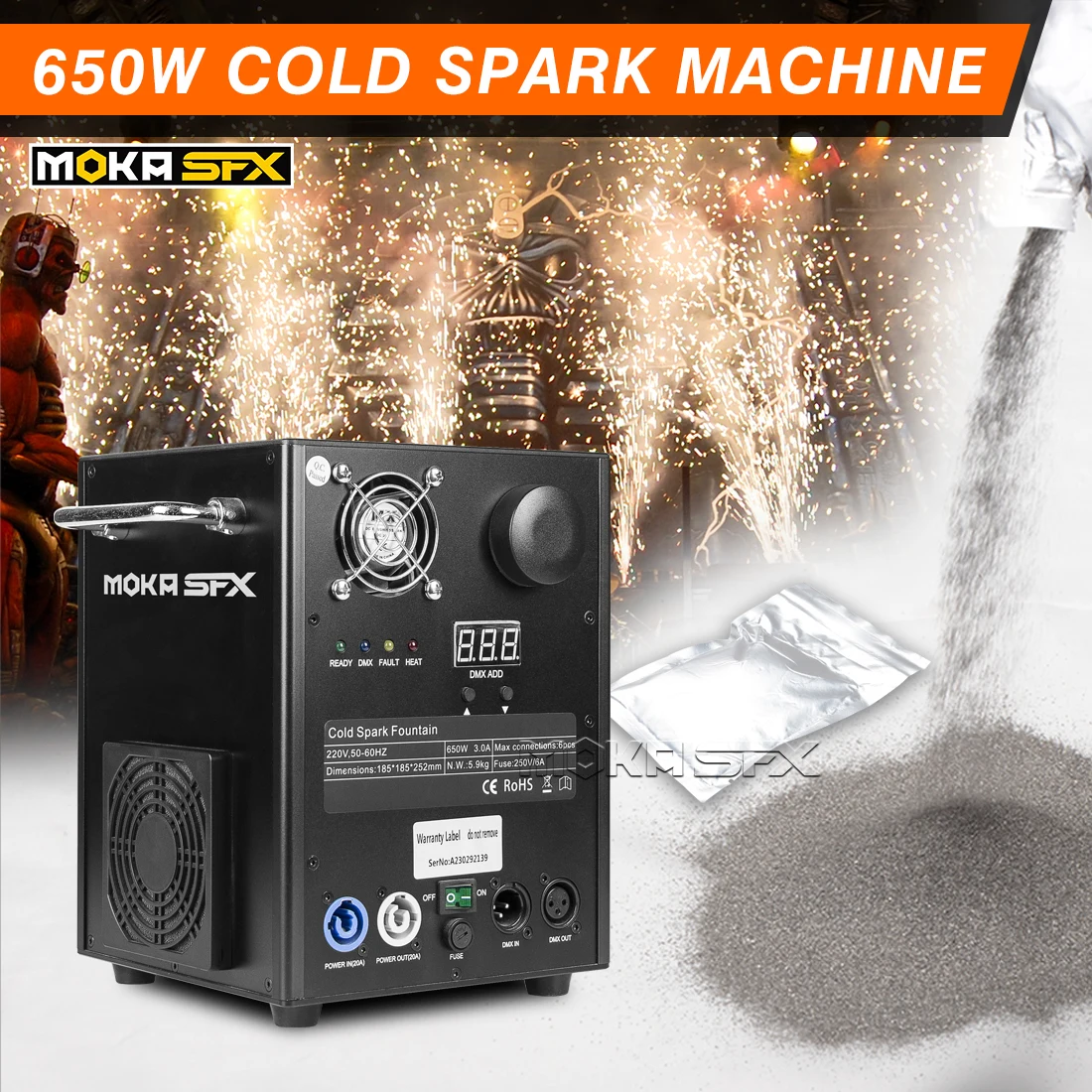 Купить Коммерческое освещение | MOKA SFX 650W Cold Spark Machine DMX ...