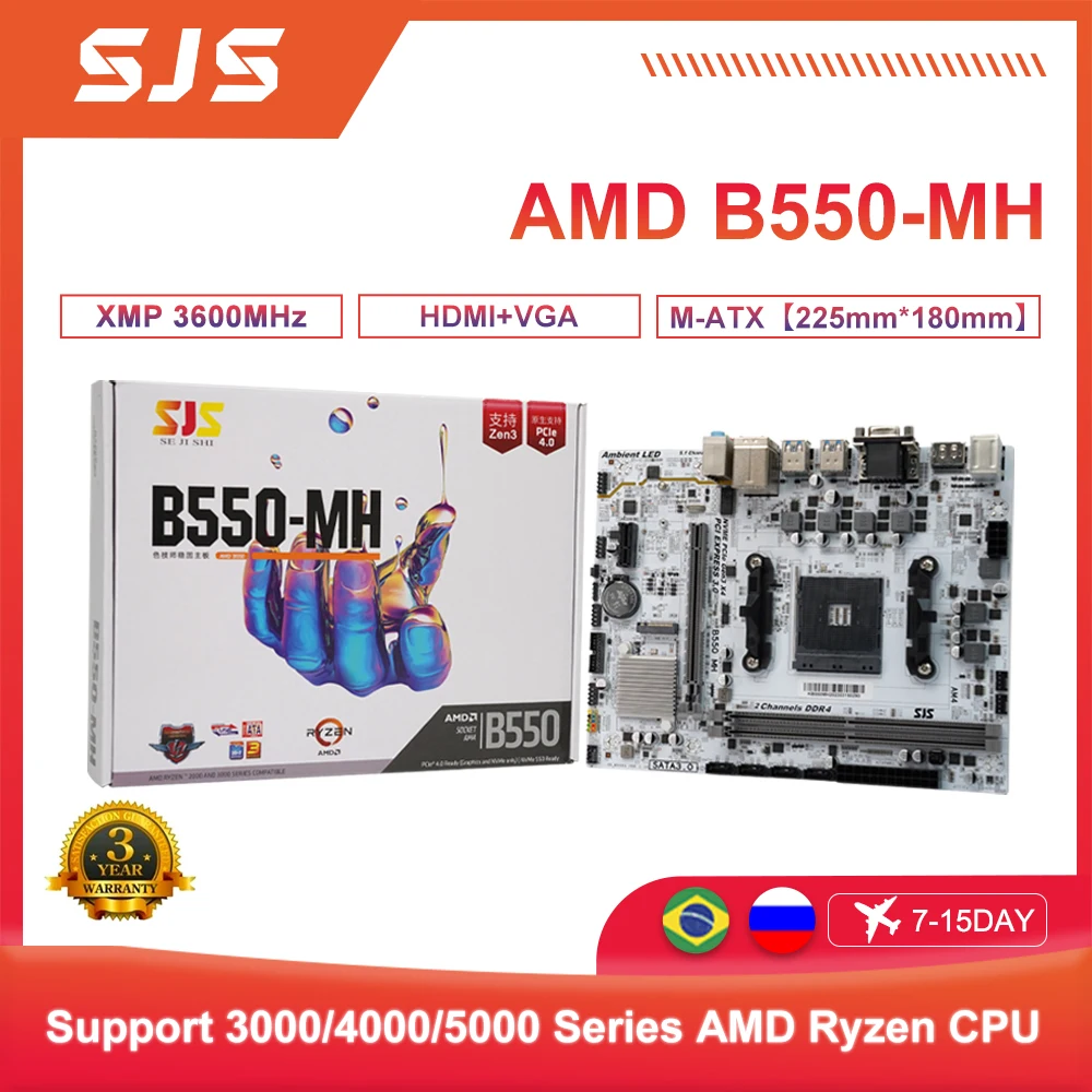 Купить Алиэкспресс | SJS New AMD B550M Motherboard Micro-ATX B550-VH-W DDR4 64G M.2 USB3.2 4SATA ...