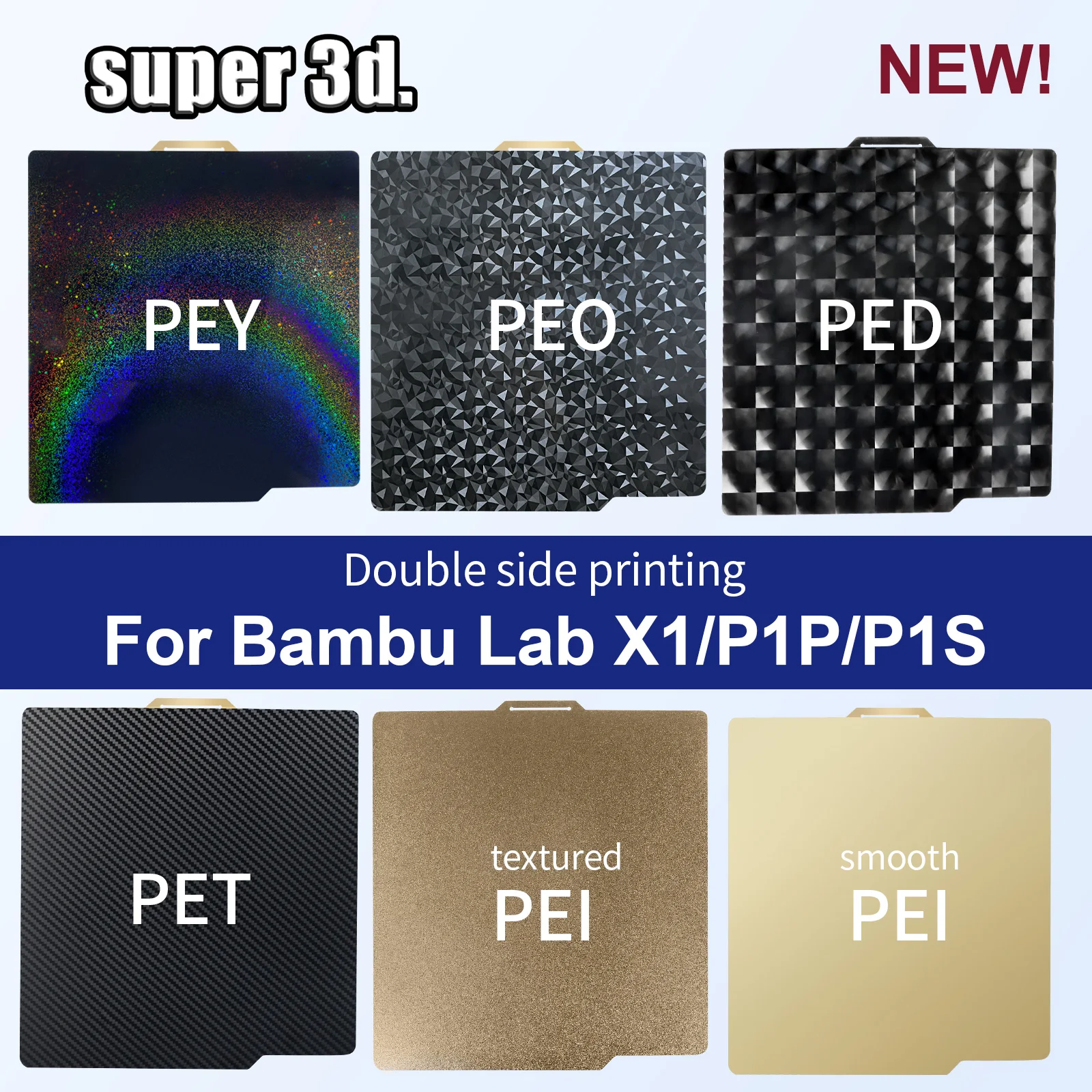 Купить Алиэкспресс | PEI Sheet Smooth For Bambu Lab P1P Build Plate PEO/PET/PEI/PED/PEY Plate ...