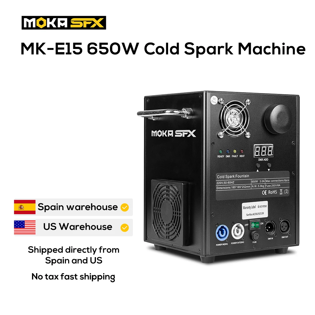Купить Коммерческое освещение | MOKA SFX 650W Cold Spark Machine DMX ...