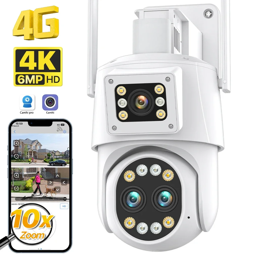 Купить Видеонаблюдение | 4G SIM Card Camera 4K 6MP PTZ 10X Zoom Dual ...