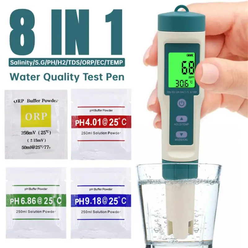 Купить Алиэкспресс | 8 IN 1 Digital Water Quality PH Test Pen With ...