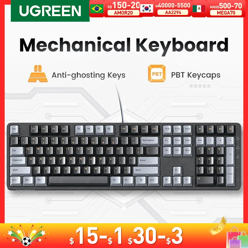 Купить Алиэкспресс | UGREEN Mechanical Keyboard 108 PBT Keycaps Wired ...