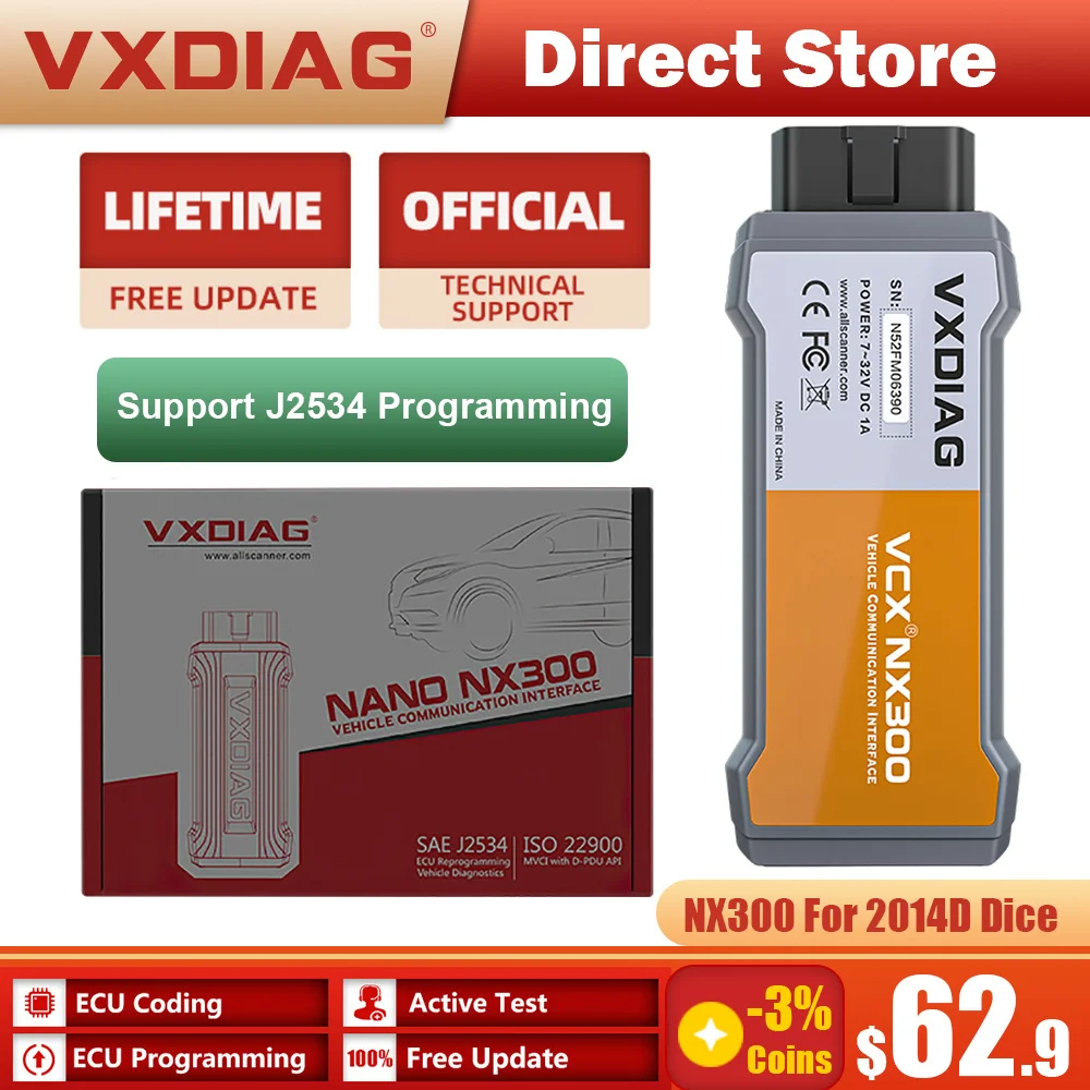 Купить Инструменты для ремонта автомобилей | VXDIAG j2534 ECU Programming VCX NANO NX300 For ...