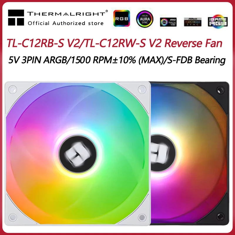 Купить Алиэкспресс | Thermalright TL-C12RB-S V2 TL-C12RW-S V2 Case Fan Reverse Cooling Fan 5V ...