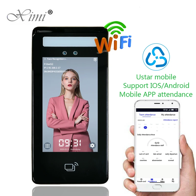 Купить Система смарт карт Zk Wifi Uface5 Biometric Face Recognition Time Attendance Machine