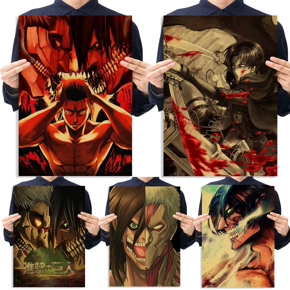 Купить Домашний декор | Japanese Anime Kraft Paper Poster Attack on ...