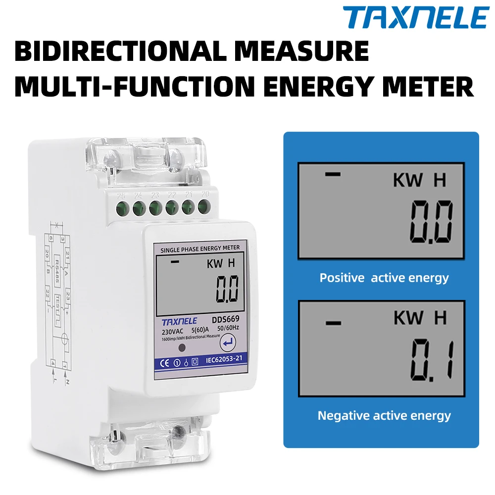 Купить Алиэкспресс | Multifunction 230V 60A Bi-directional Energy Meter ...