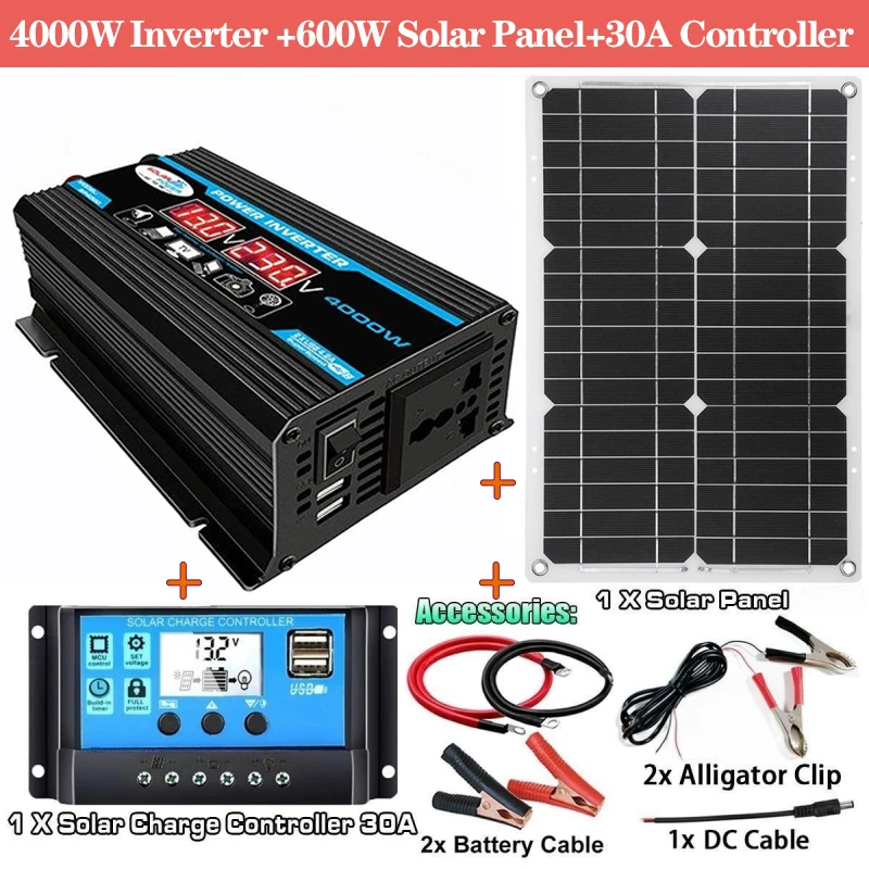 Купить Алиэкспресс | 4000W Solar Panel Inverter12V to 110V/220V Solar ...