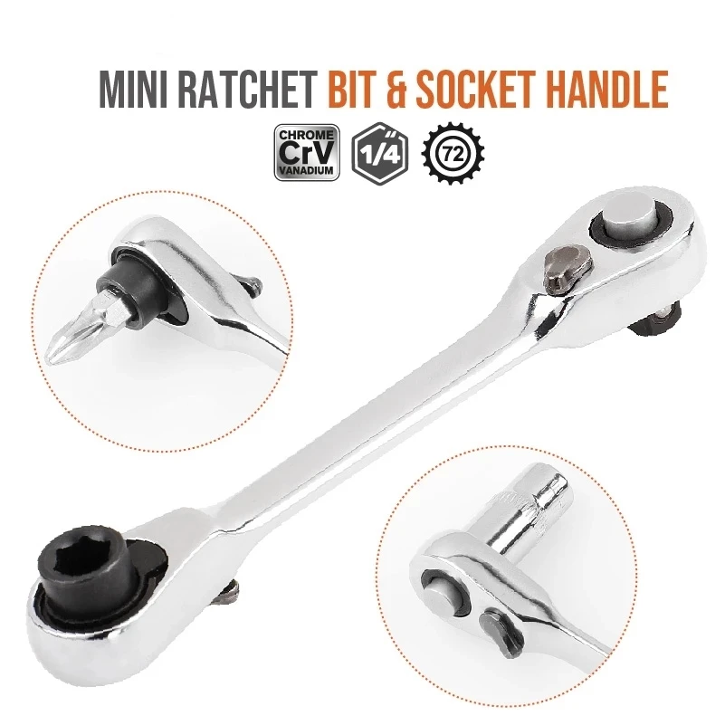 Купить Алиэкспресс | Mini 1/4 Ratchet Wrench Double Ended Quick Socket ...